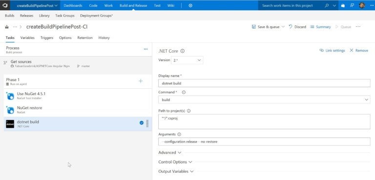 Create a build pipeline for Angular and ASP.NET Core apps with Visual Studio Team Services ...