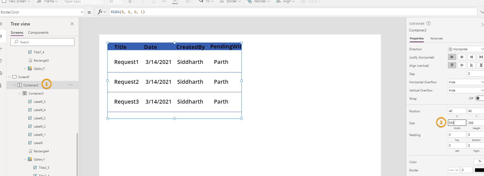PowerApps Vertical Gallery with a Horizontal Scroll bar. | ESPC Conference, 2025