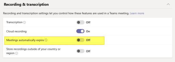 Microsoft Teams: Change Meeting Recording Expiration Policy | ESPC ...